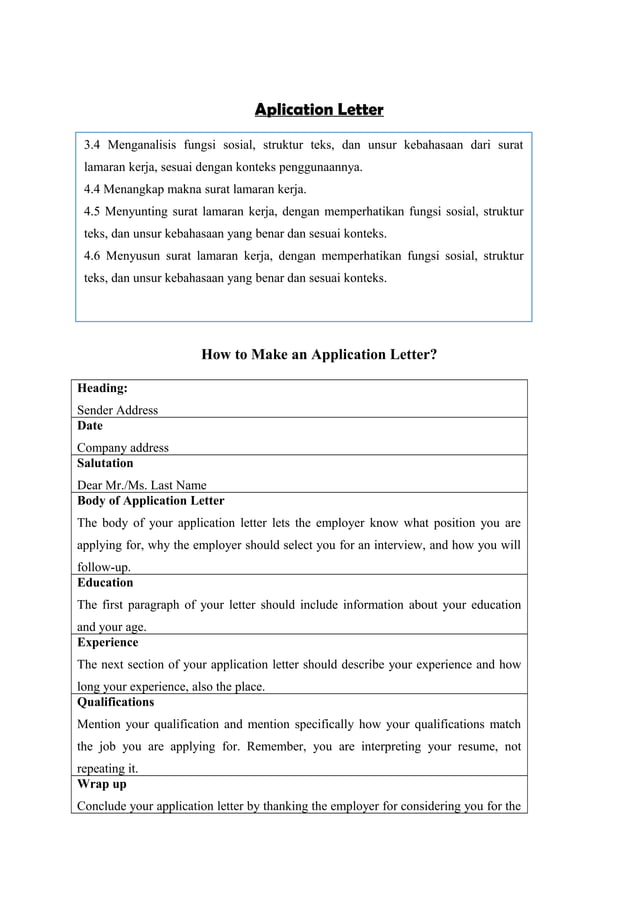 Aplication letter | DOC | Resume Writing and Advice | Job Search