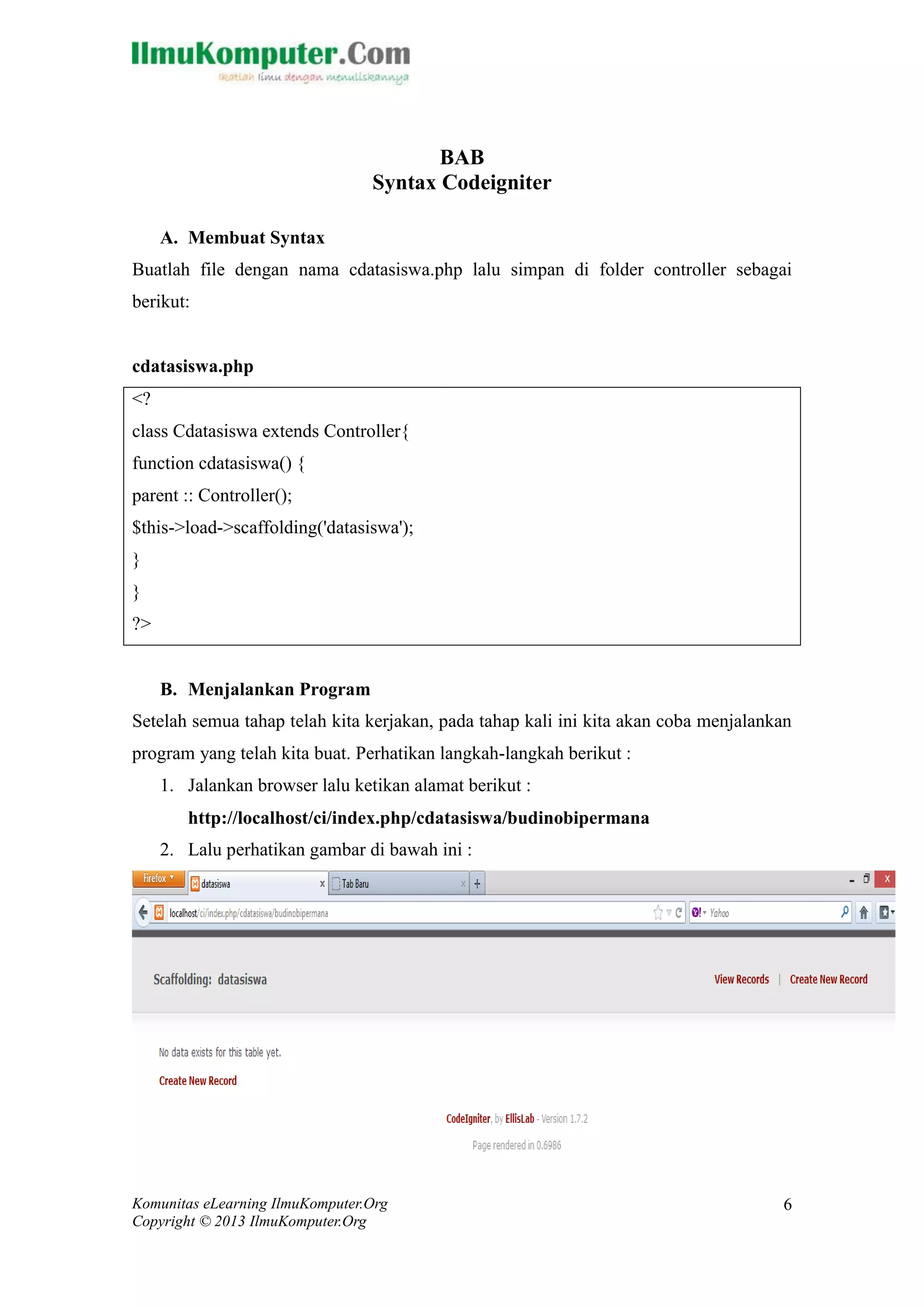 Aplikasi crud-menggunakan-framework-codeigniter-dengan-teknik-scaffolding | PDF
