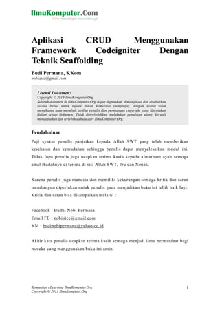 Aplikasi crud-menggunakan-framework-codeigniter-dengan-teknik-scaffolding | PDF