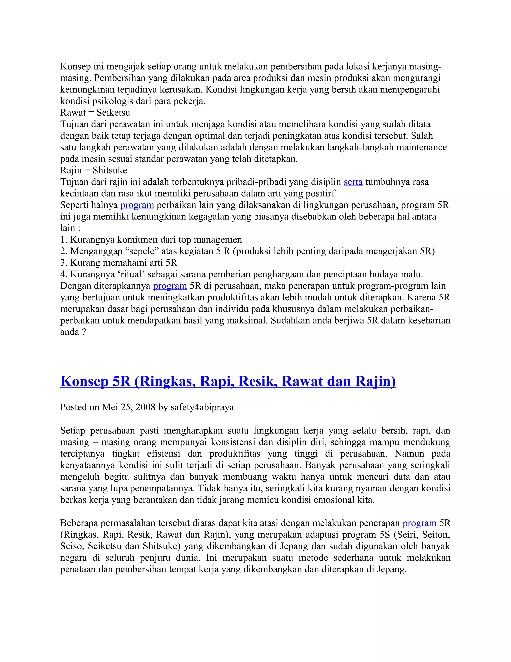 Aplikasi 5R dan tahap-tahapnya | DOC