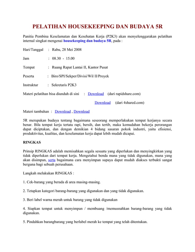 Aplikasi 5R dan tahap-tahapnya | DOC