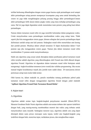 Aplikasi algoritma fruend dalam turnamen round robin | DOCX