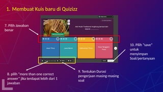 APLIKASI ASESMEN PEMBELAJARAN asesmen dengan quiziz | PPTX