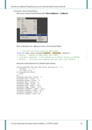 Membuat Aplikasi Penghitung Luas & Volume Balok Pada MATLAB | PDF