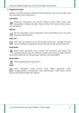Membuat Aplikasi Penghitung Luas & Volume Balok Pada MATLAB | PDF