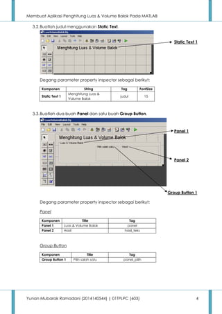 Membuat Aplikasi Penghitung Luas & Volume Balok Pada MATLAB | PDF