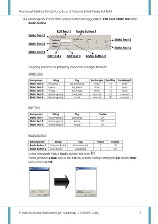 Membuat Aplikasi Penghitung Luas & Volume Balok Pada MATLAB | PDF