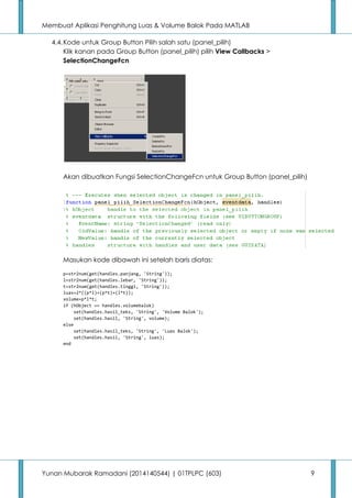 Membuat Aplikasi Penghitung Luas & Volume Balok Pada MATLAB | PDF