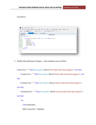 Aplikasi crud dengan visual basic 2012 | PDF