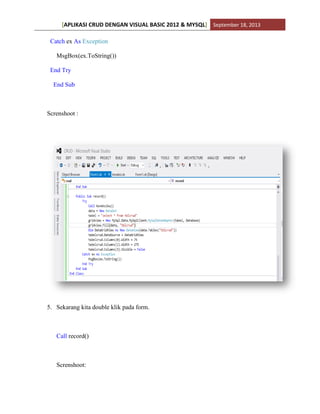 Aplikasi crud dengan visual basic 2012 | PDF
