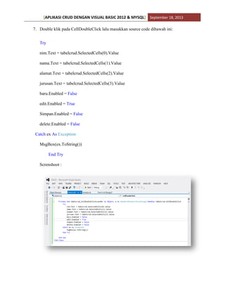Aplikasi crud dengan visual basic 2012 | PDF
