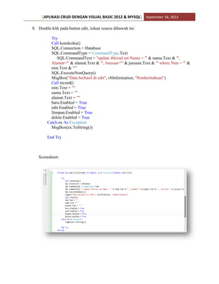 Aplikasi crud dengan visual basic 2012 | PDF