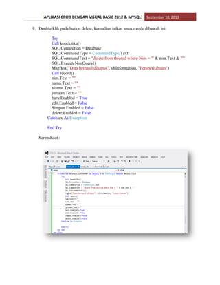 Aplikasi crud dengan visual basic 2012 | PDF