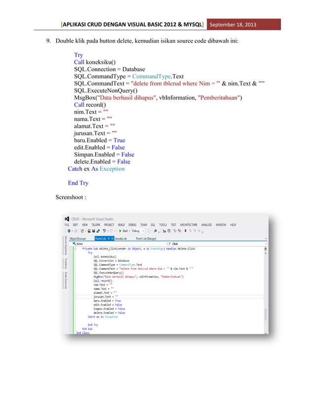 Aplikasi crud dengan visual basic 2012 | PDF
