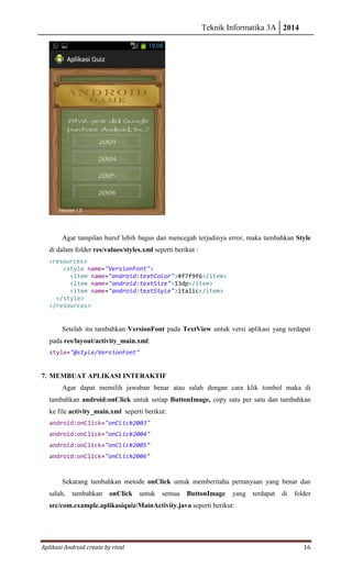 Aplikasi Cuaca dan Quiz Android | PDF