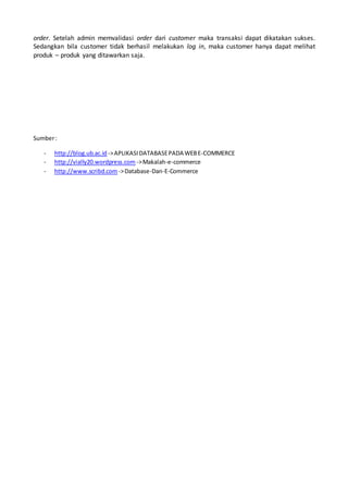 Aplikasi Database pada Web E-Commerce | DOCX