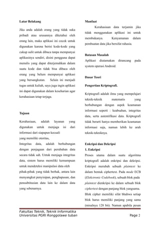 Aplikasi enkripsi dan dekripsi pada android | PDF