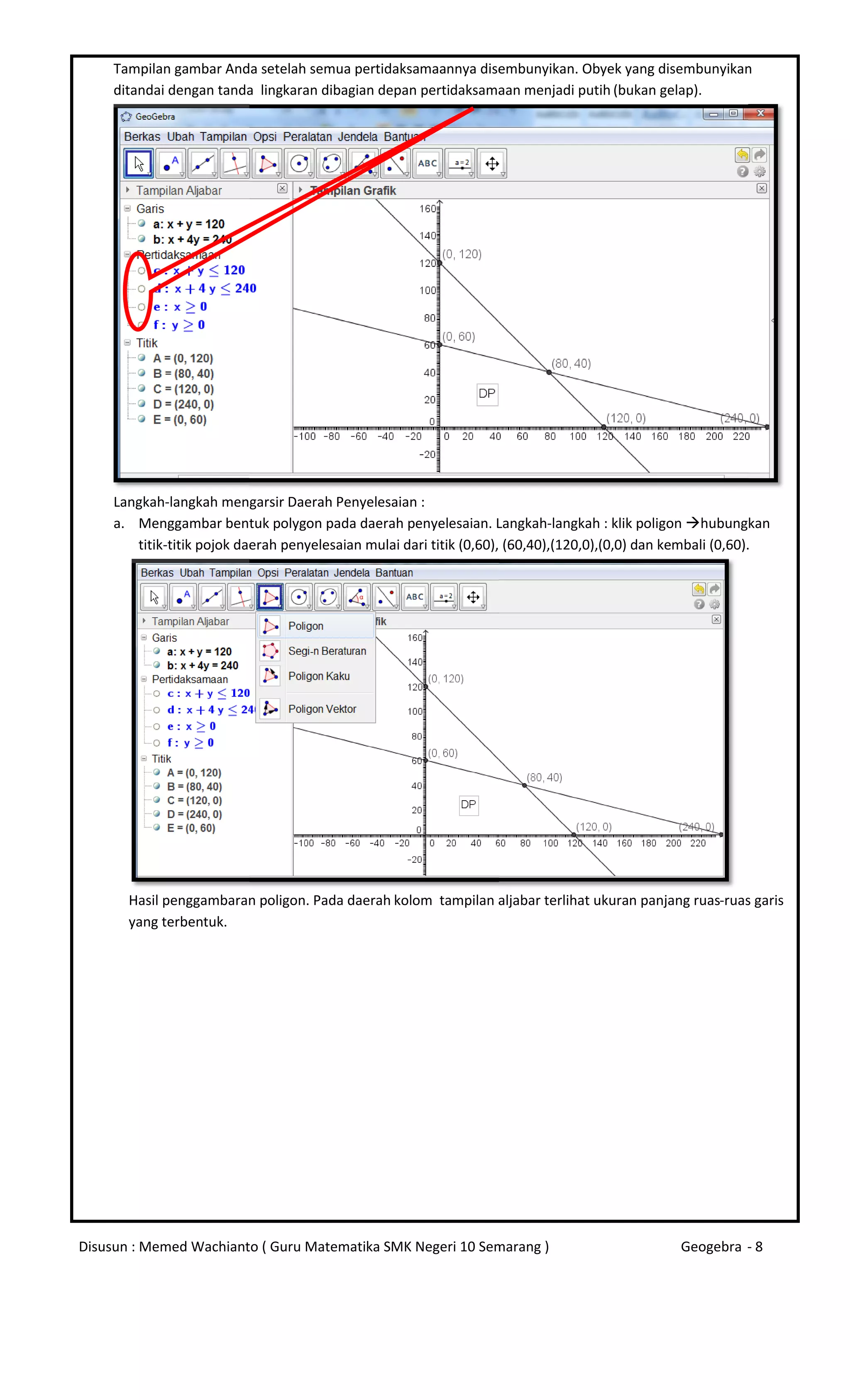 Menyelesaikan program linear dengan geogebra | PDF