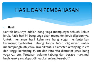 Aplikasi integral dalam menghitung volume keranjang buah jeruk | PPTX
