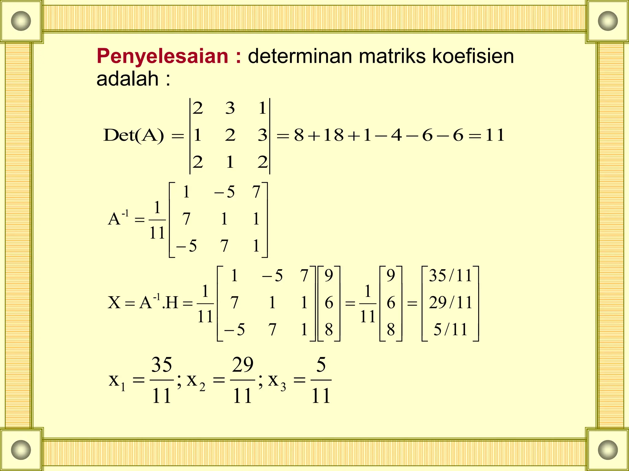Ppt Aplikasi Matriks sistem persamaan linear.ppt