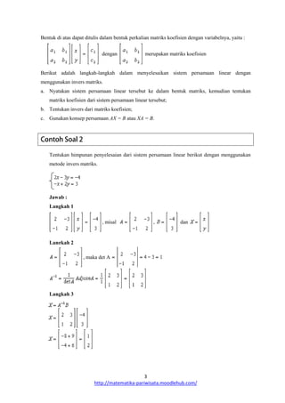 Aplikasi matriks dalam penyelesaian | PDF