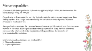 Microencapsulation for Cosmetic Application | PPTX