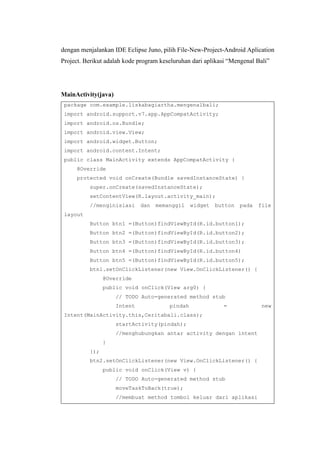 Aplikasi mobile mengenal bali | PDF