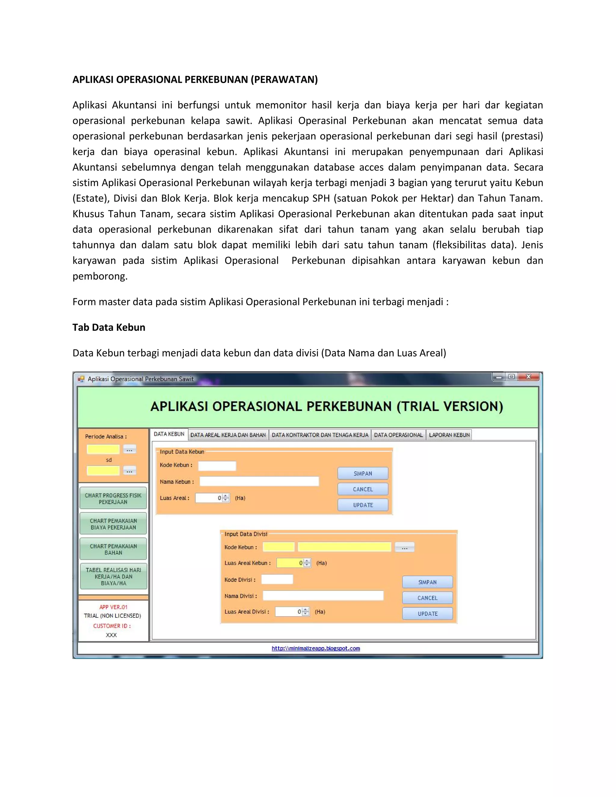 Aplikasi operasional perkebunan | PDF
