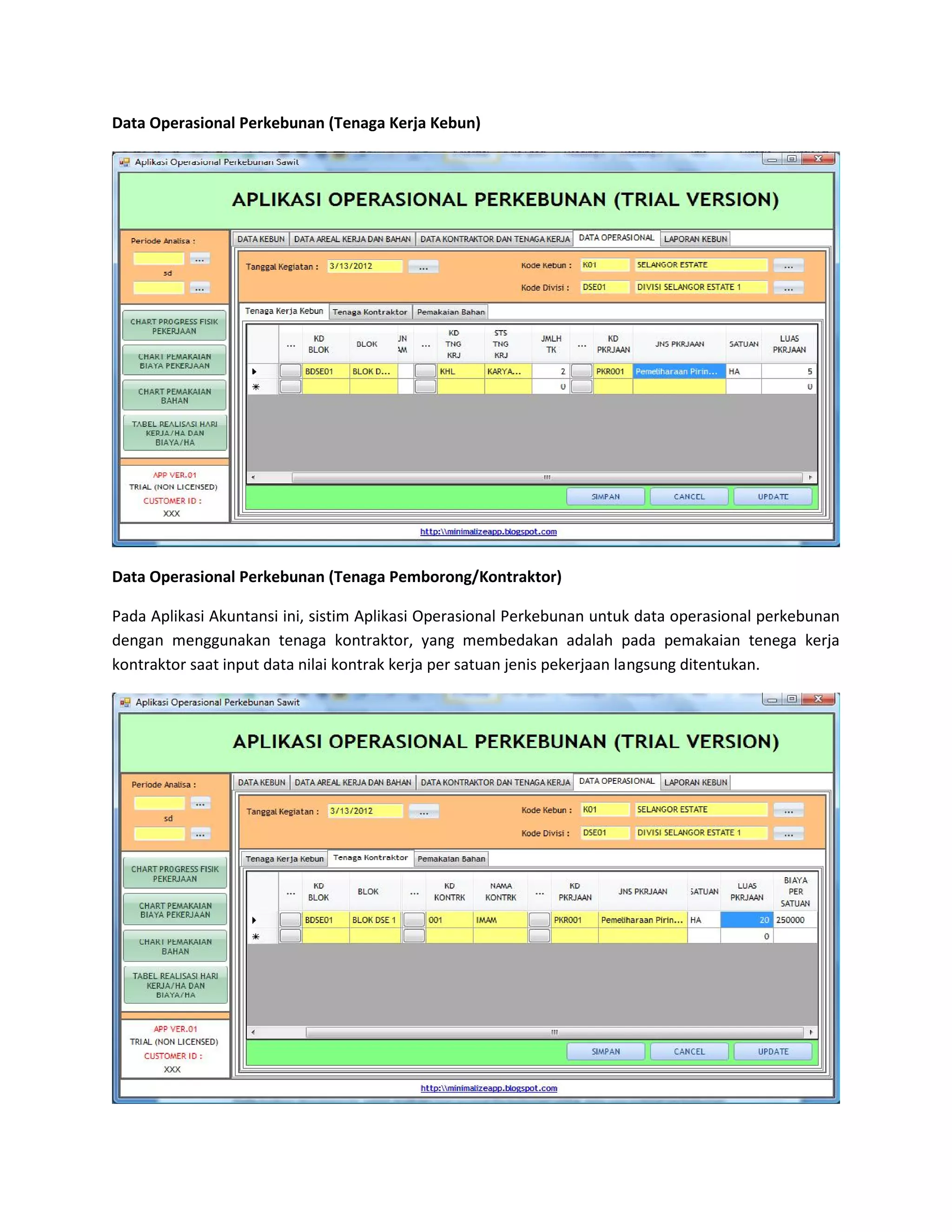 Aplikasi operasional perkebunan | PDF