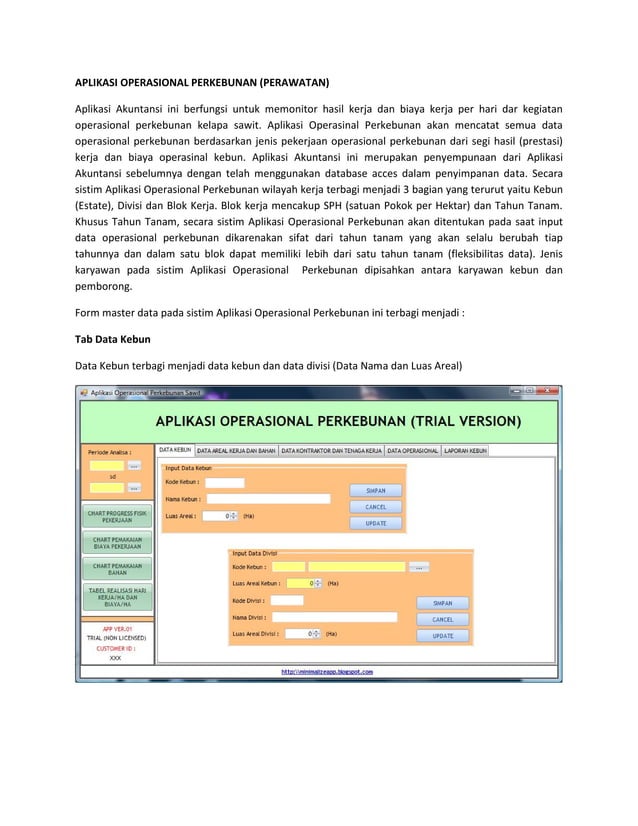 Aplikasi operasional perkebunan | PDF