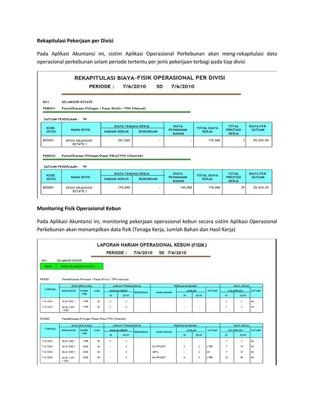 Aplikasi operasional perkebunan | PDF