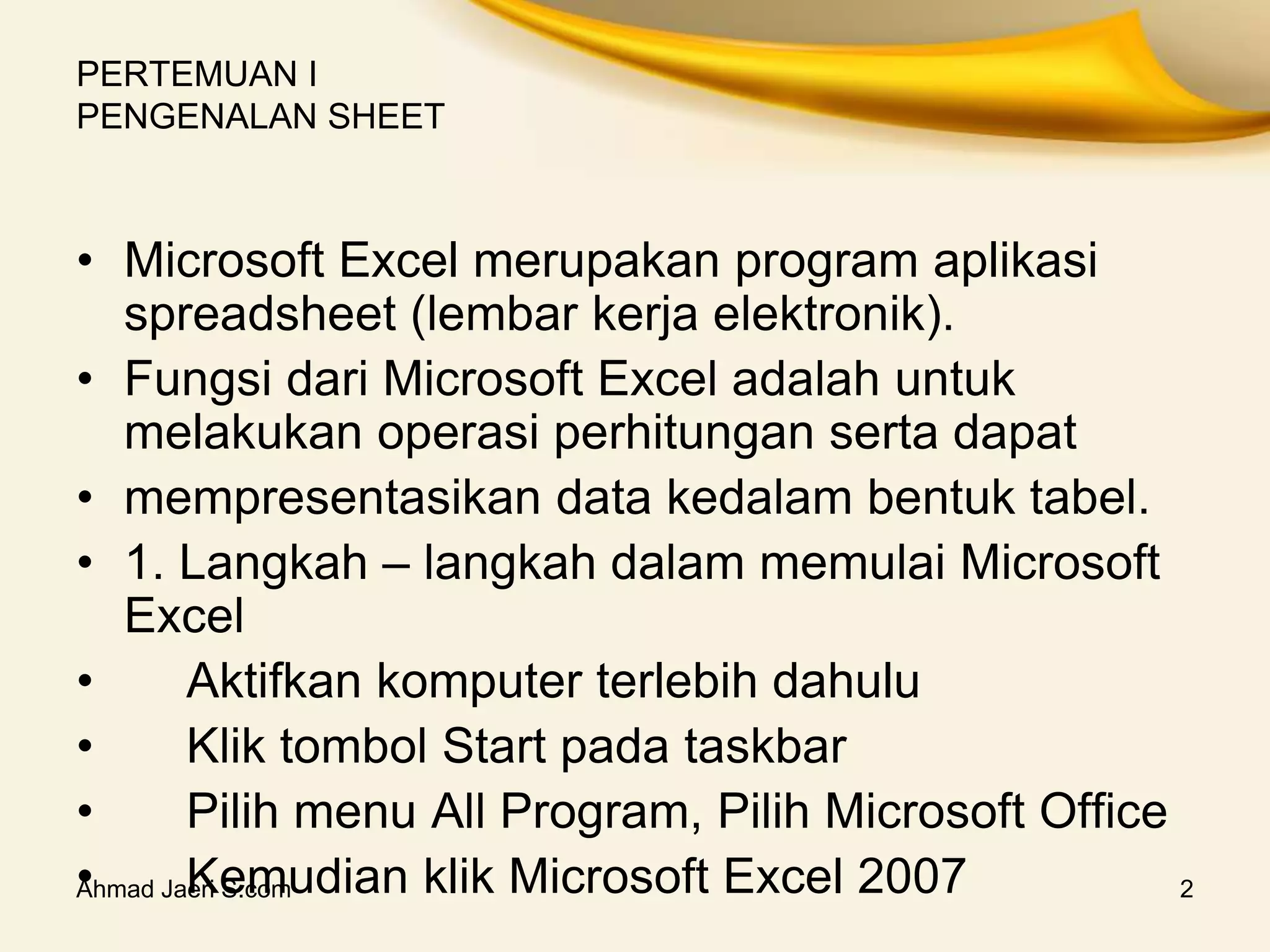 Aplikasi Pengolah Angka (Microsoft Exel).ppt