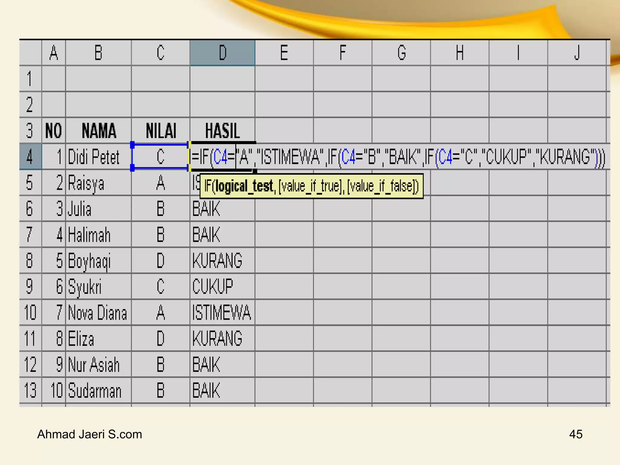 Aplikasi Pengolah Angka (Microsoft Exel).ppt