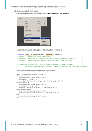 Membuat Aplikasi Penghitung Luas Persegi Panjang Pada MATLAB | PDF