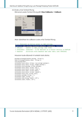 Membuat Aplikasi Penghitung Luas Persegi Panjang Pada MATLAB | PDF
