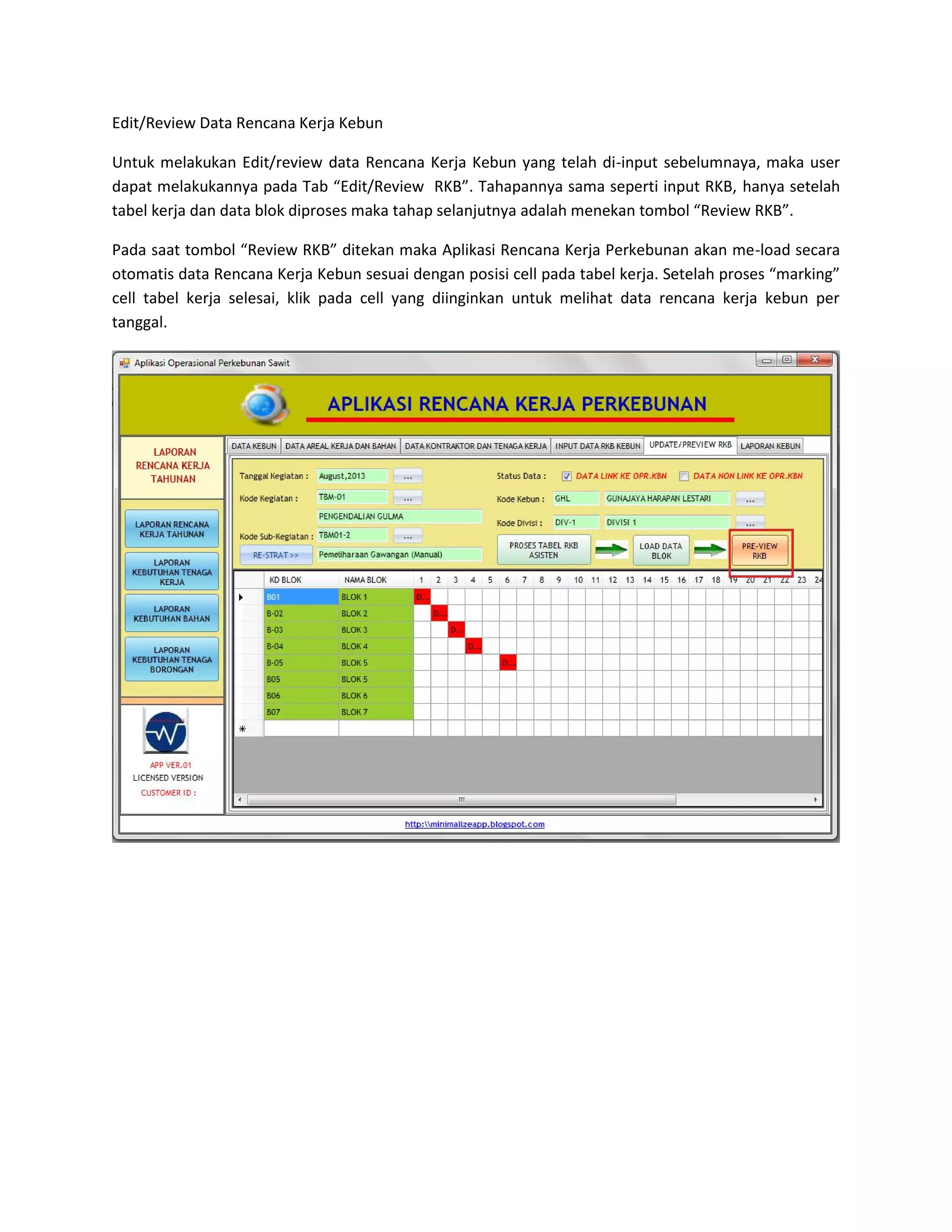 Aplikasi rencana kerja perkebunan | PDF