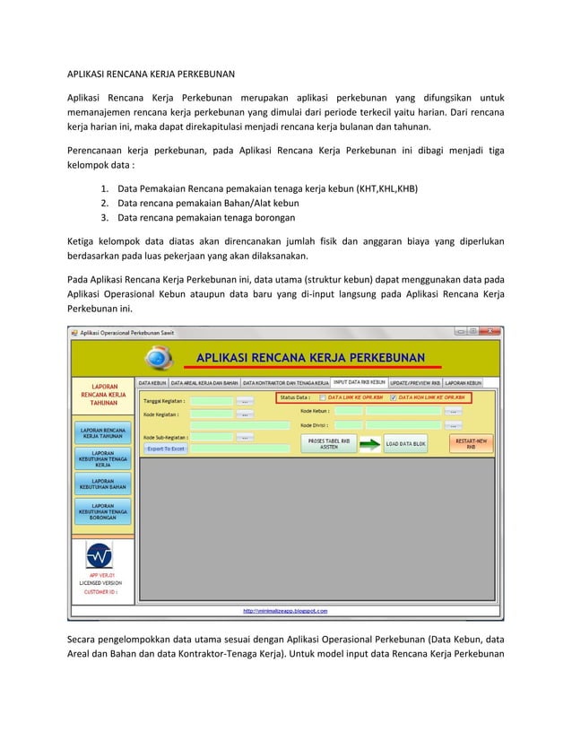Aplikasi rencana kerja perkebunan | PDF