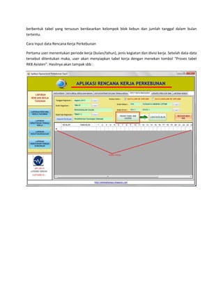 Aplikasi rencana kerja perkebunan | PDF
