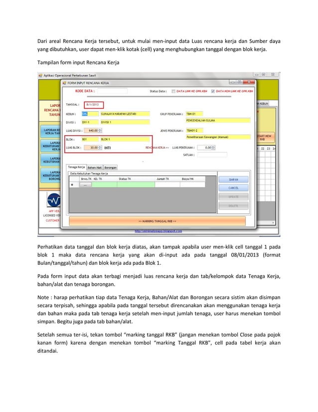 Aplikasi rencana kerja perkebunan | PDF