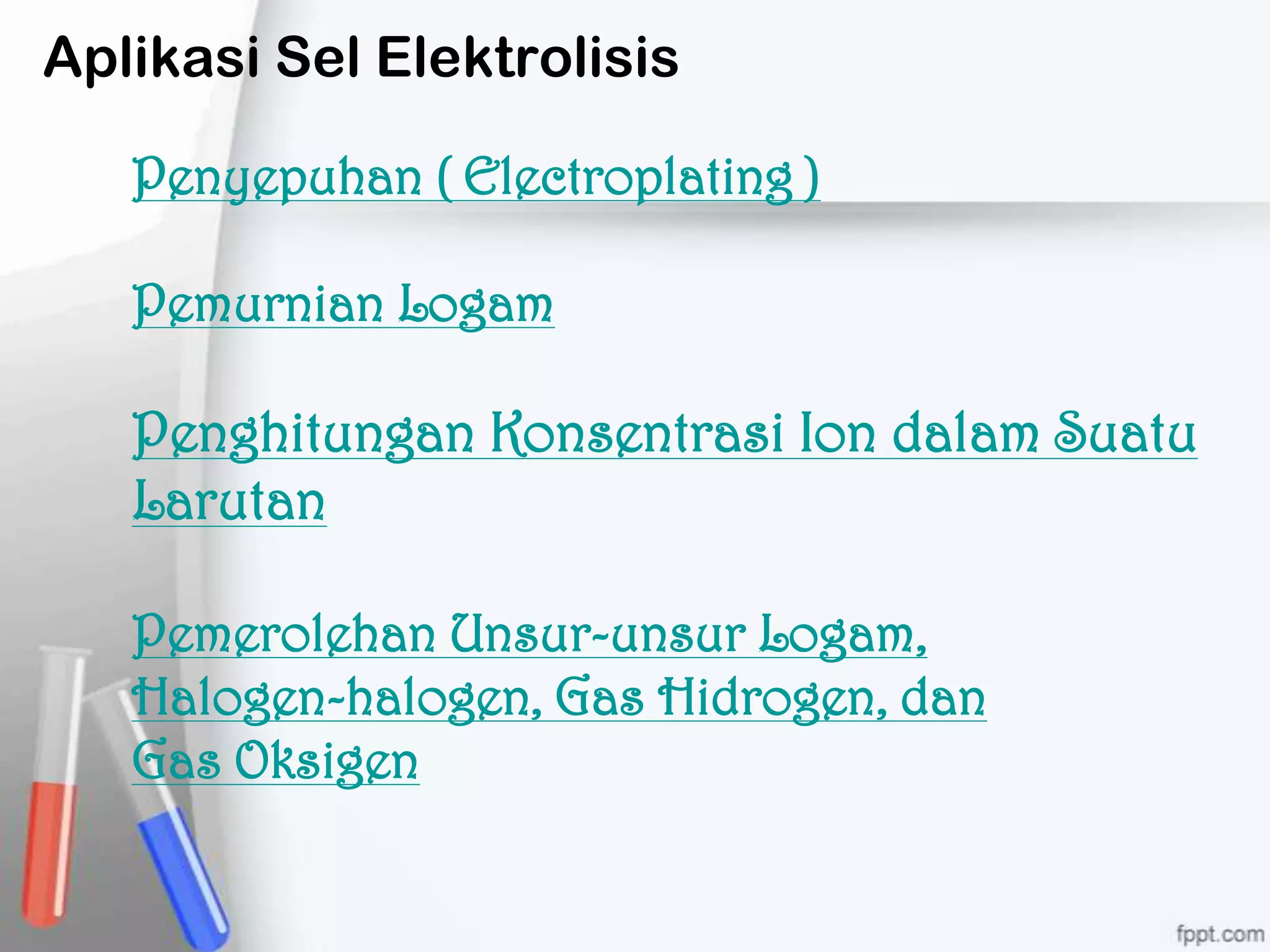Aplikasi sel volta & sel elektrolisis new | PPT