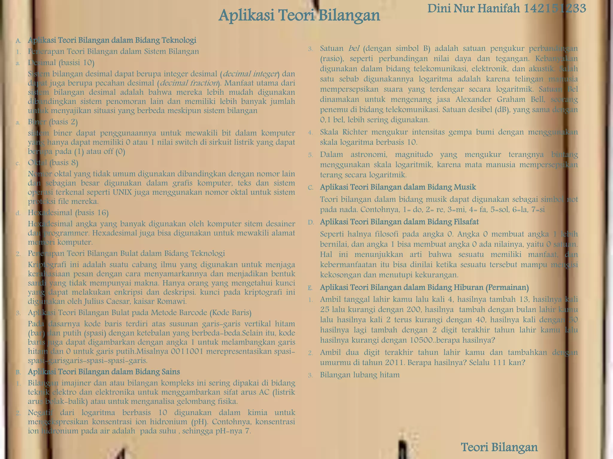 Aplikasi teori bilangan | PPTX