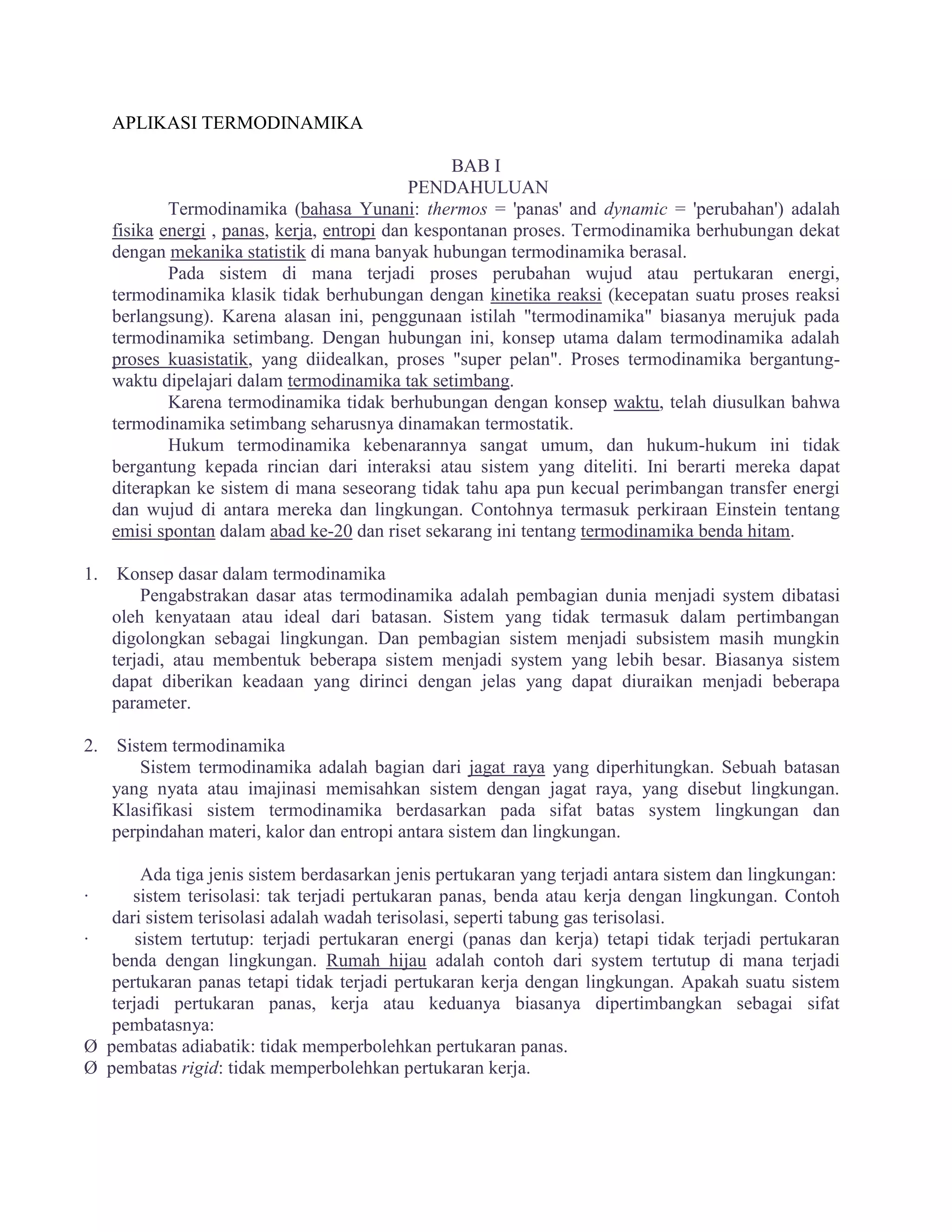 Aplikasi termodinamika | DOCX