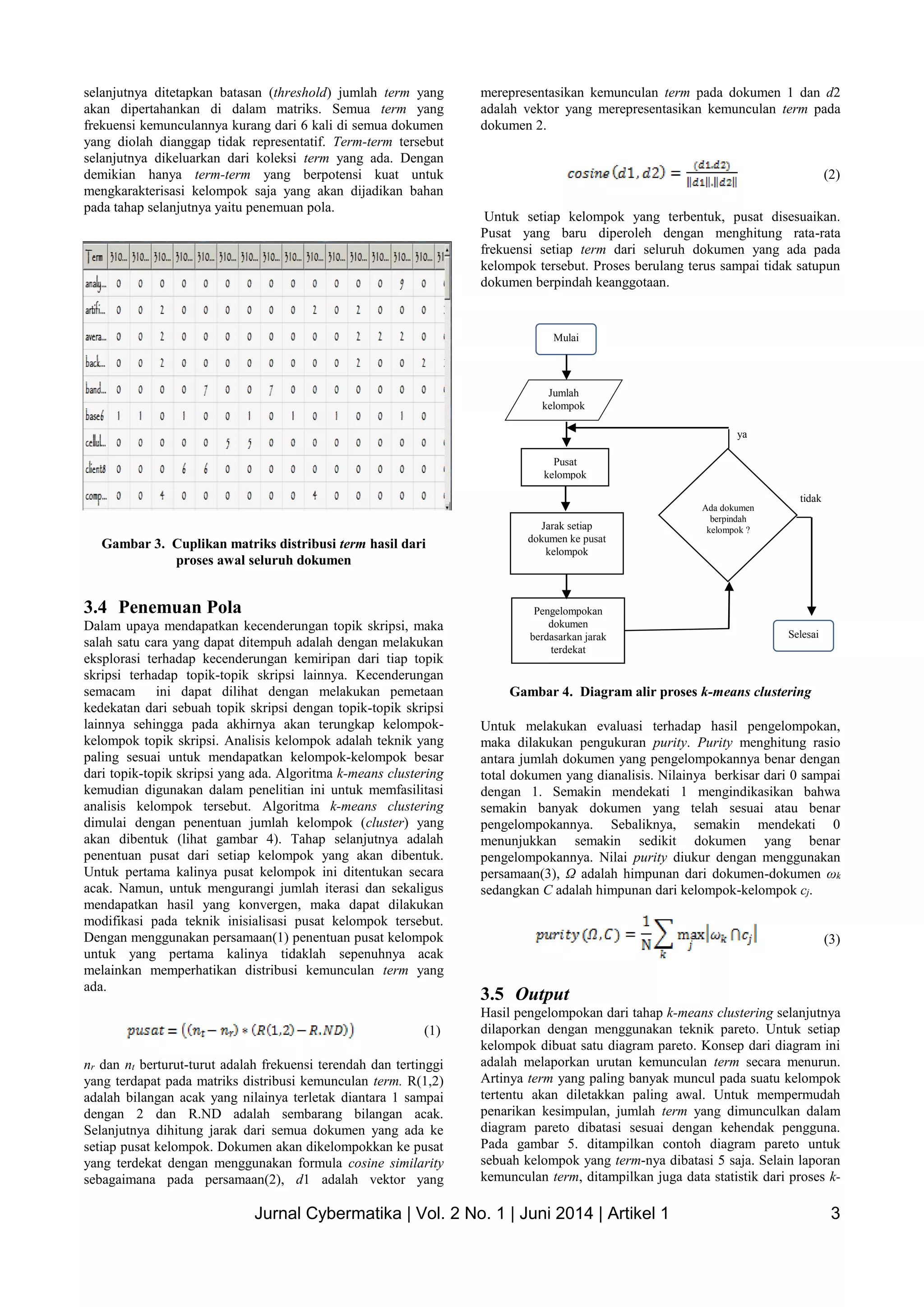 Aplikasi text mining untuk automasi penentuan tren topik skripsi dengan metode k means ...