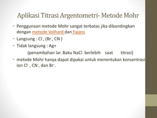 Aplikasi titrasi argentometri | PPTX