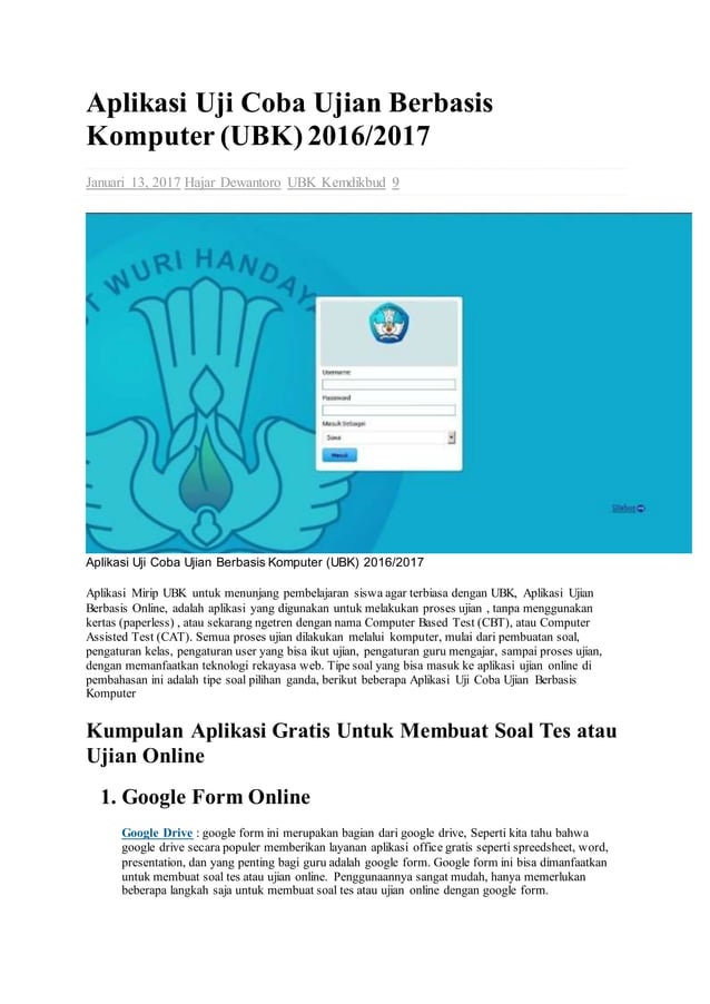Aplikasi uji coba ujian berbasis komputer | DOCX