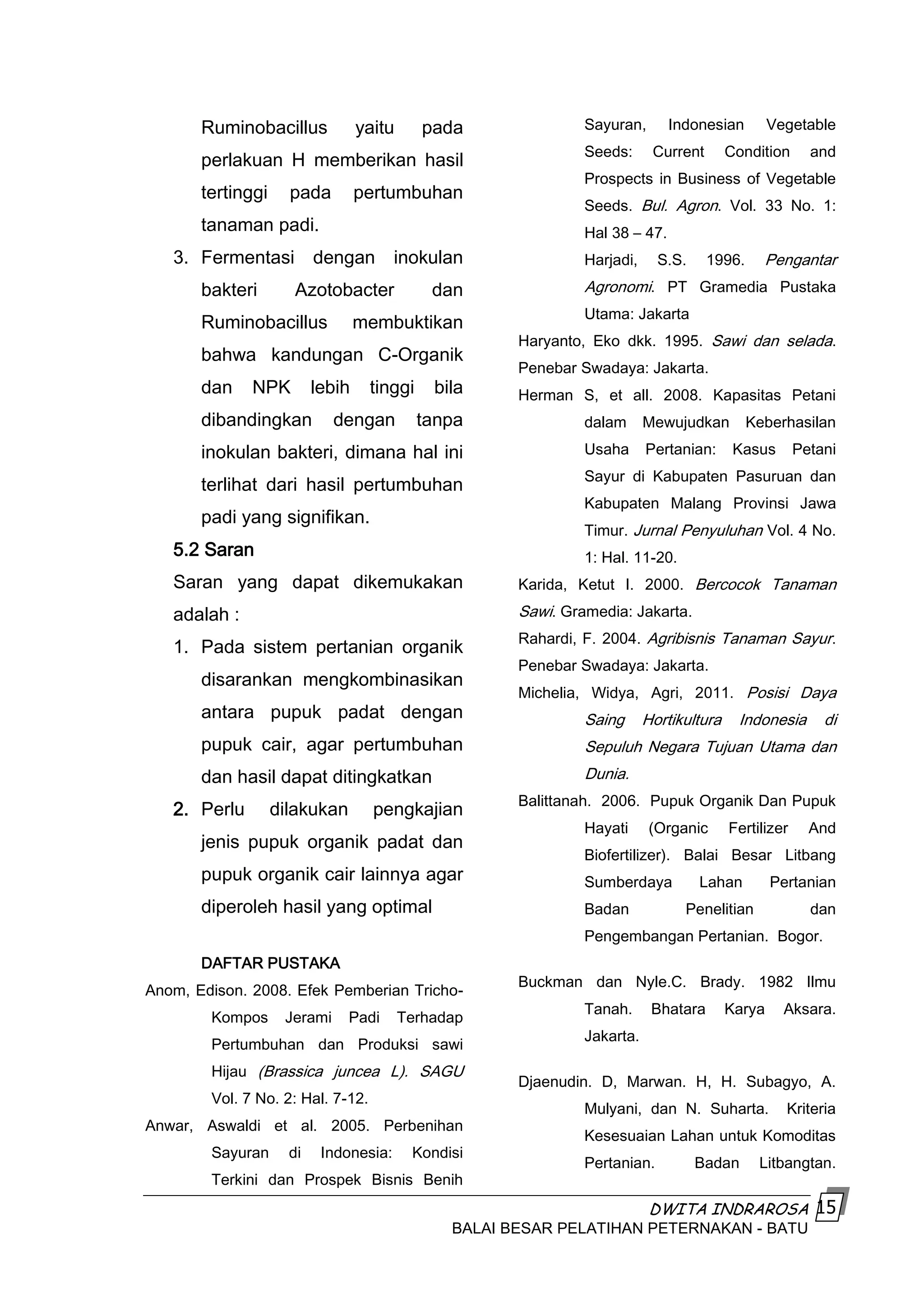 Aplikasi urine sapi dengan inokulan bakteri dan urea terhadap tanaman ...