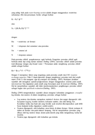 Aplikasi well logging dalam evaluas1 | PDF