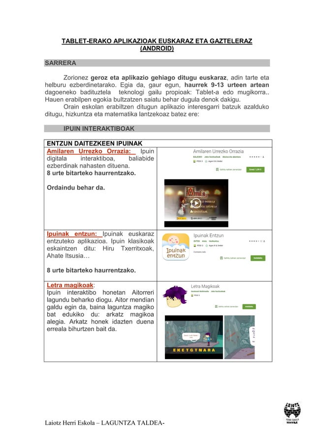 Aplikazioak tableterako | PDF