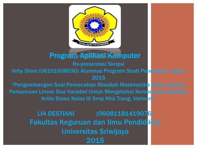 Aplikom_UNSRI_2_Lia Destiani | PPT