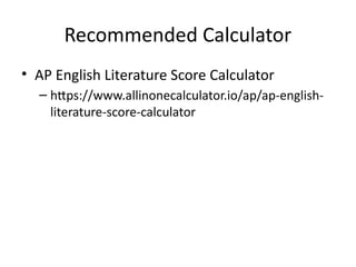AP English Literature Score Calculator & Comprehensive Study Guide | PPTX